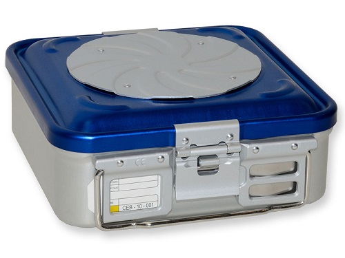 B.S Sterilization Container Small Blue With Two Valves - Aluminium ...